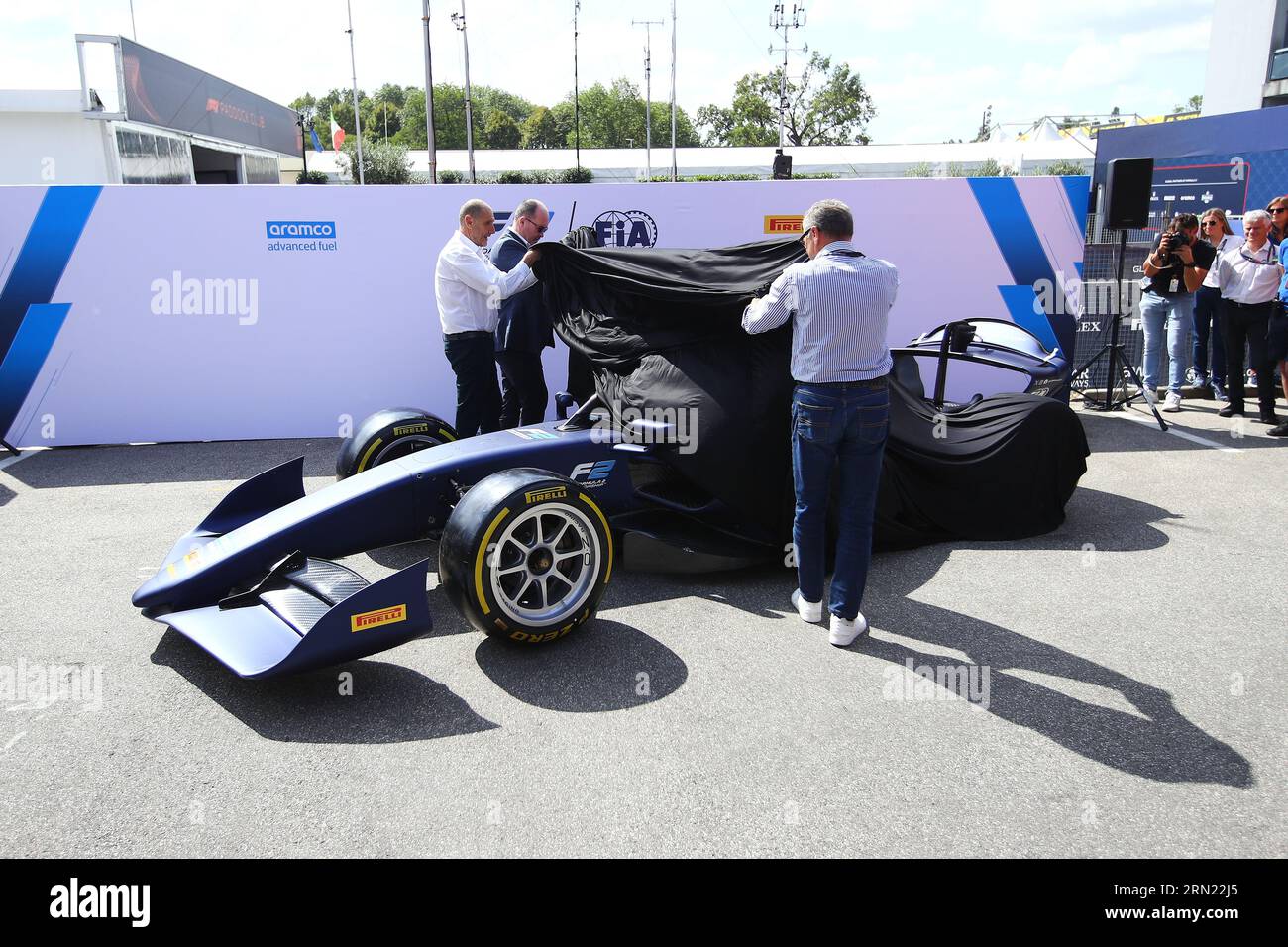 Monza, Italie. 31st Aug, 2023. Reveal of FIA Formula 2 next generation car during the 2023 ...