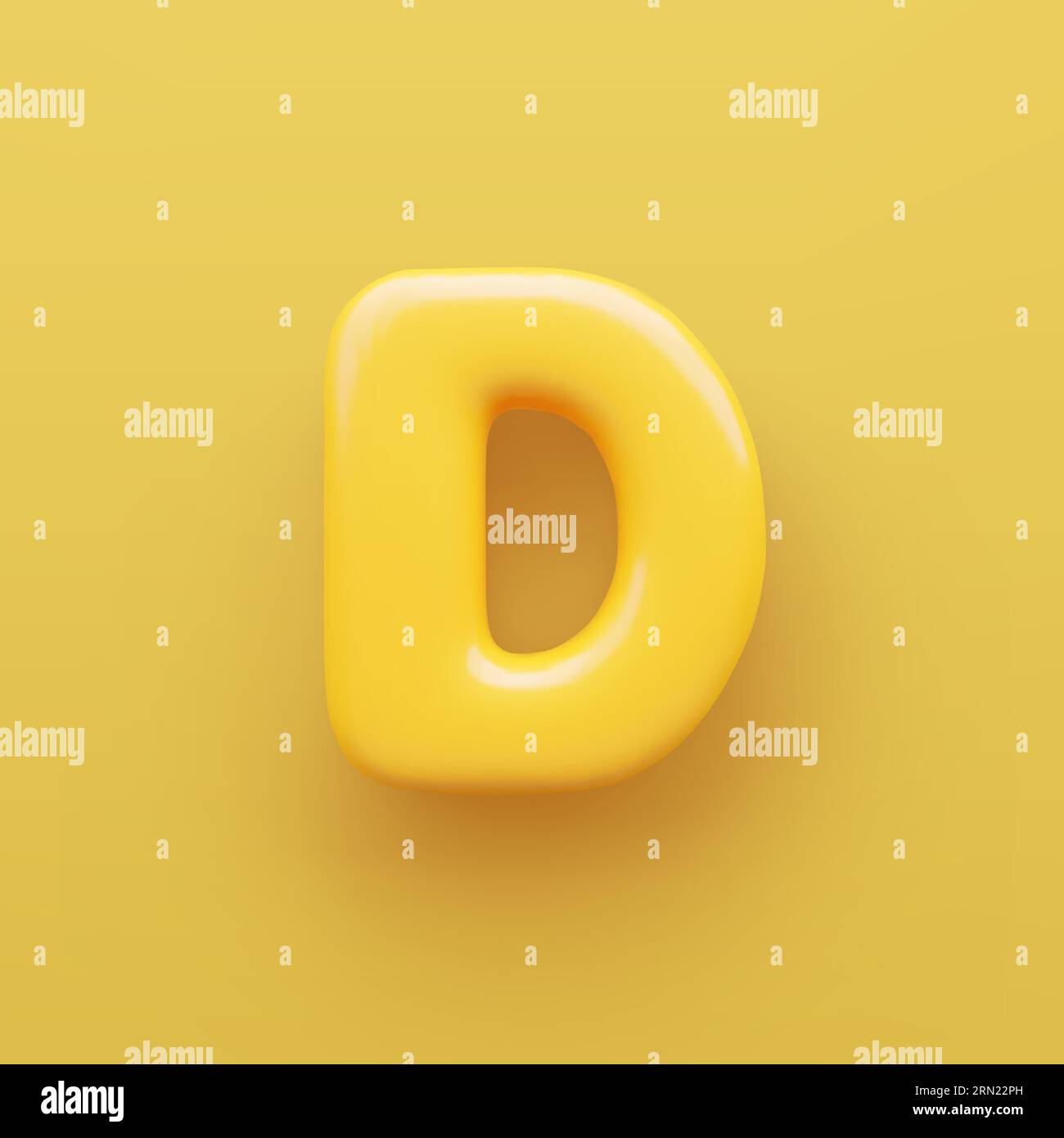 3D Yellow letter D with a glossy surface on a yellow background Stock ...