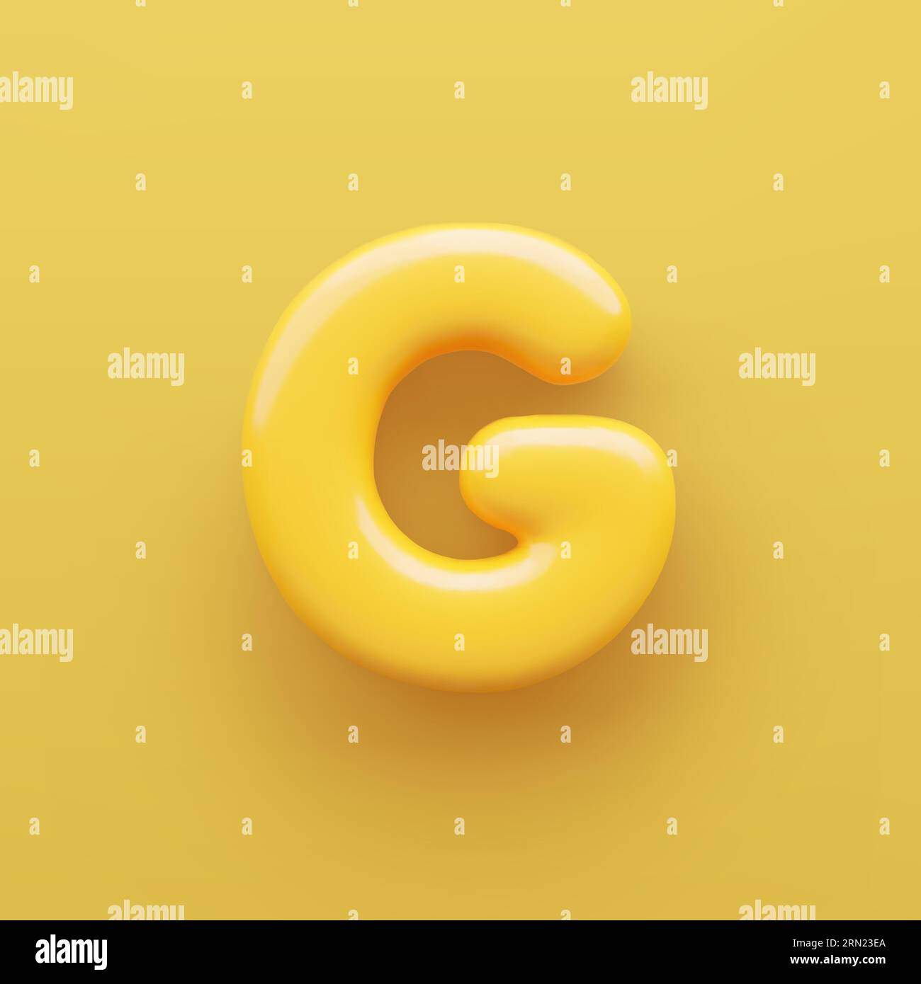 3D Yellow letter G with a glossy surface on a yellow background Stock ...