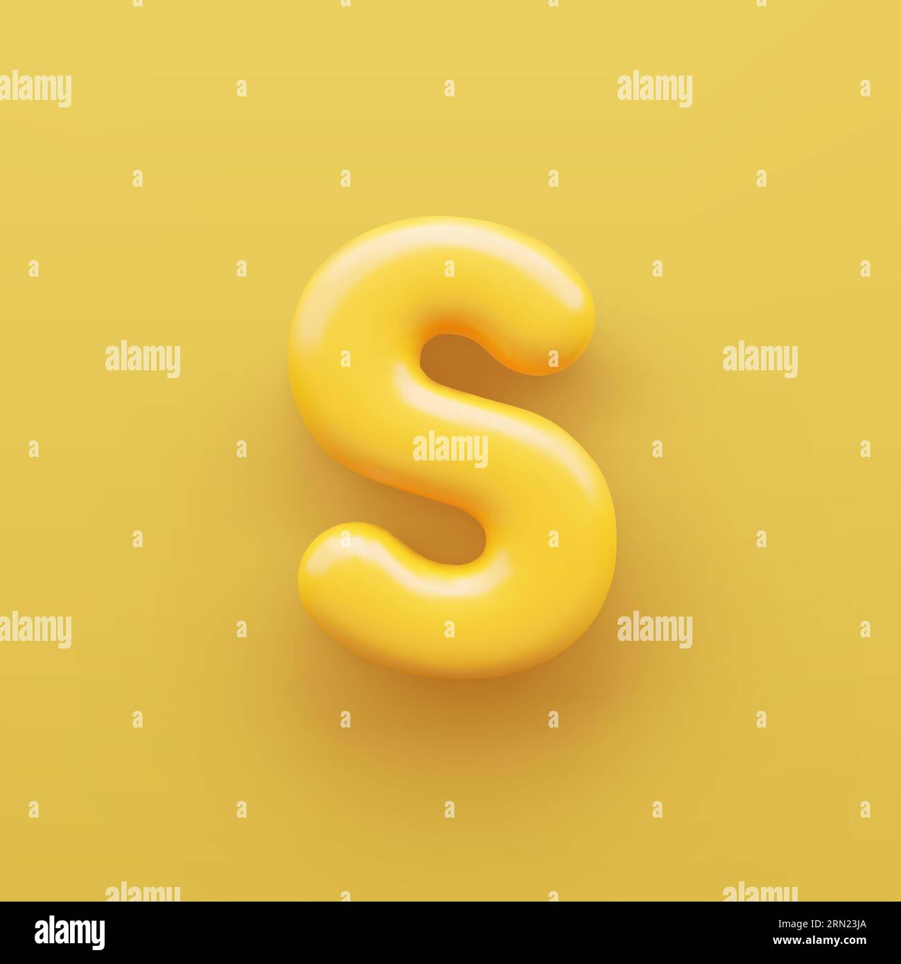 3D Yellow letter S with a glossy surface on a yellow background Stock ...