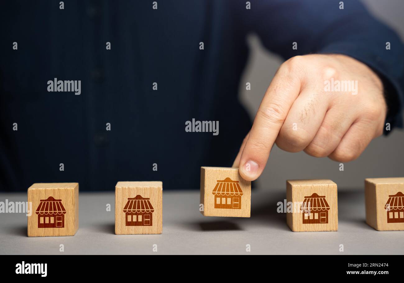 Shops and commercial real estate. Retail shops, office buildings ...