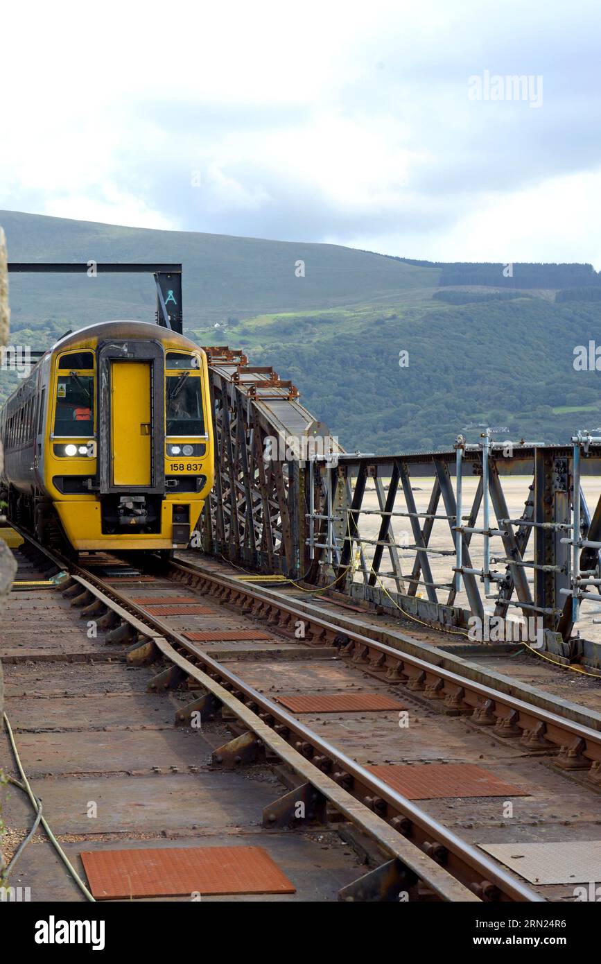 Transport For Wales Class 158 train crossing Barmouth bridge just ...