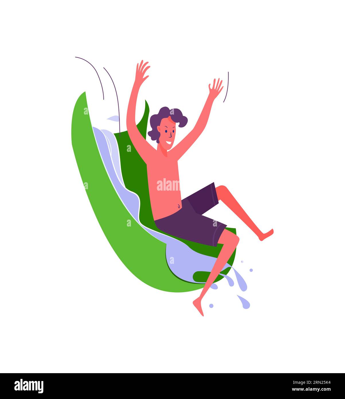 Happy man riding water slide Stock Vector Image & Art - Alamy