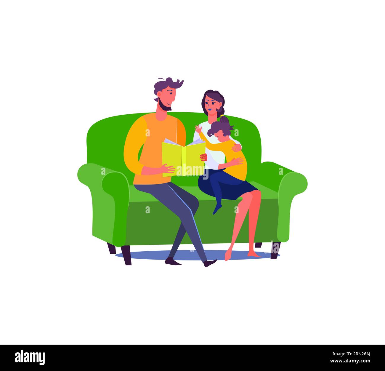 Happy family reading book together Stock Vector Images - Alamy