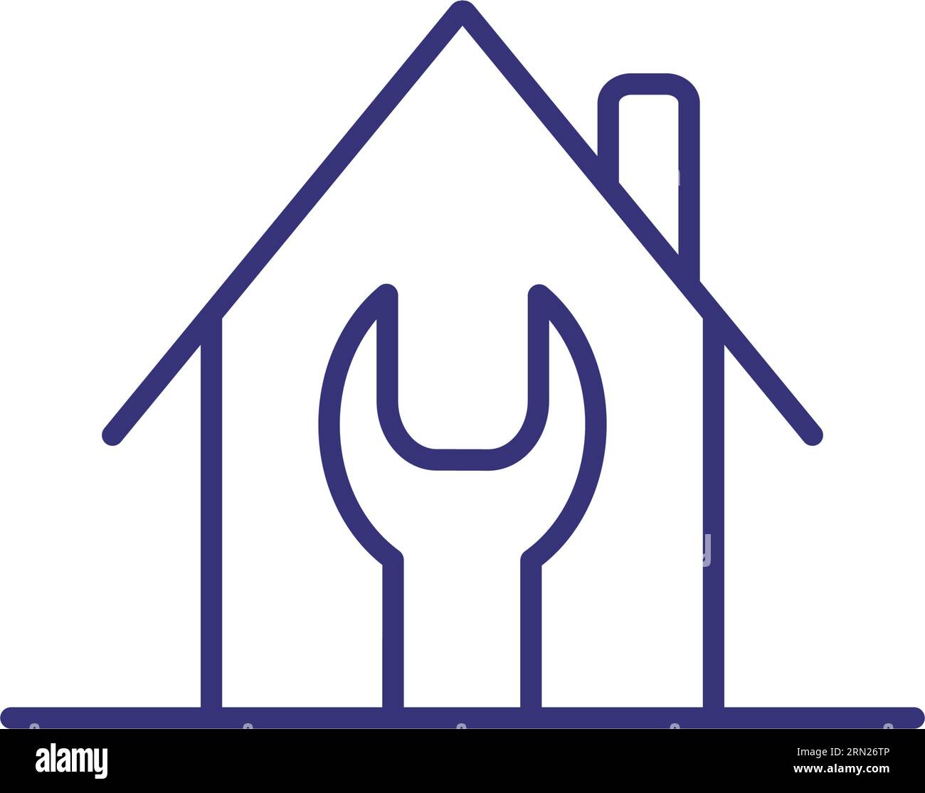 Blue line maintenance symbol wrench hi-res stock photography and images ...