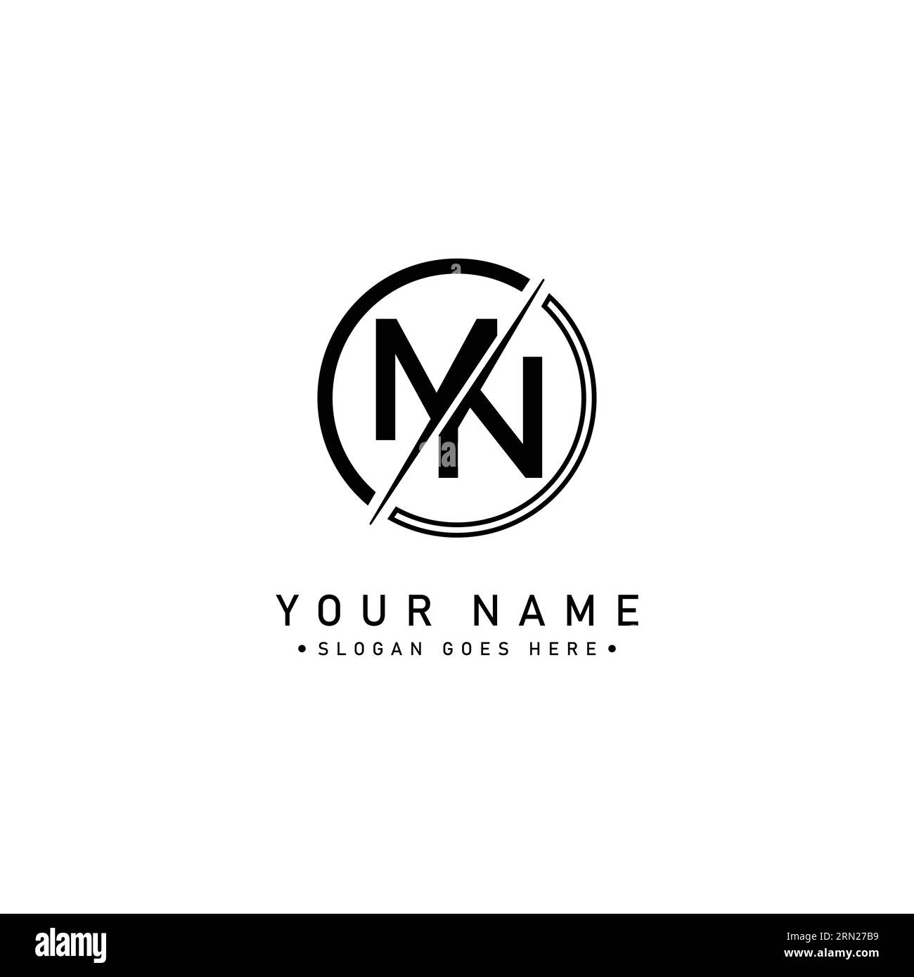 Creative Logo for Initials MN in Monogram Style - Vector Template for ...