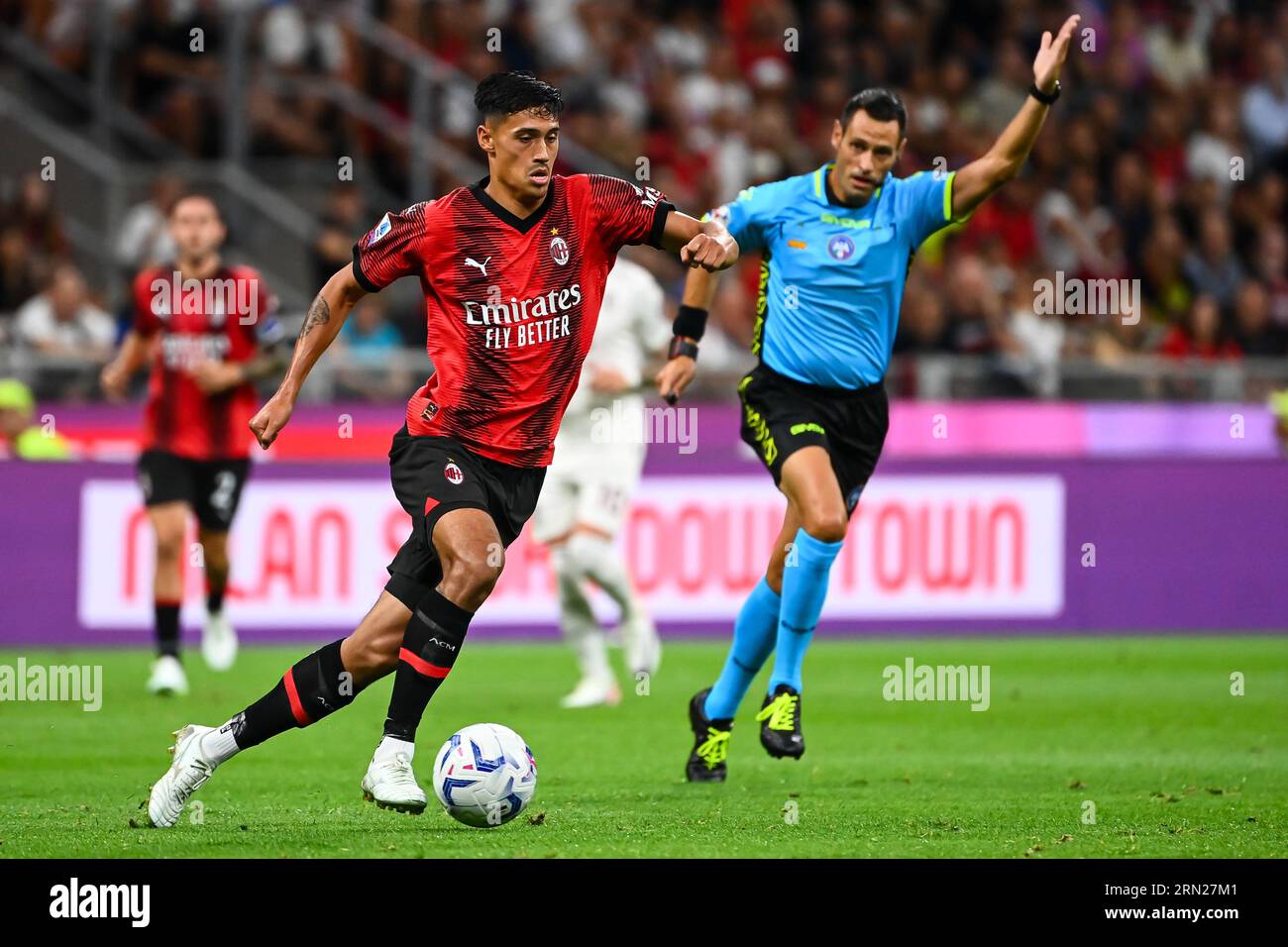 Milan, Italy - 26 August 2023: Tijjani Reijnders of AC Milan controls ...