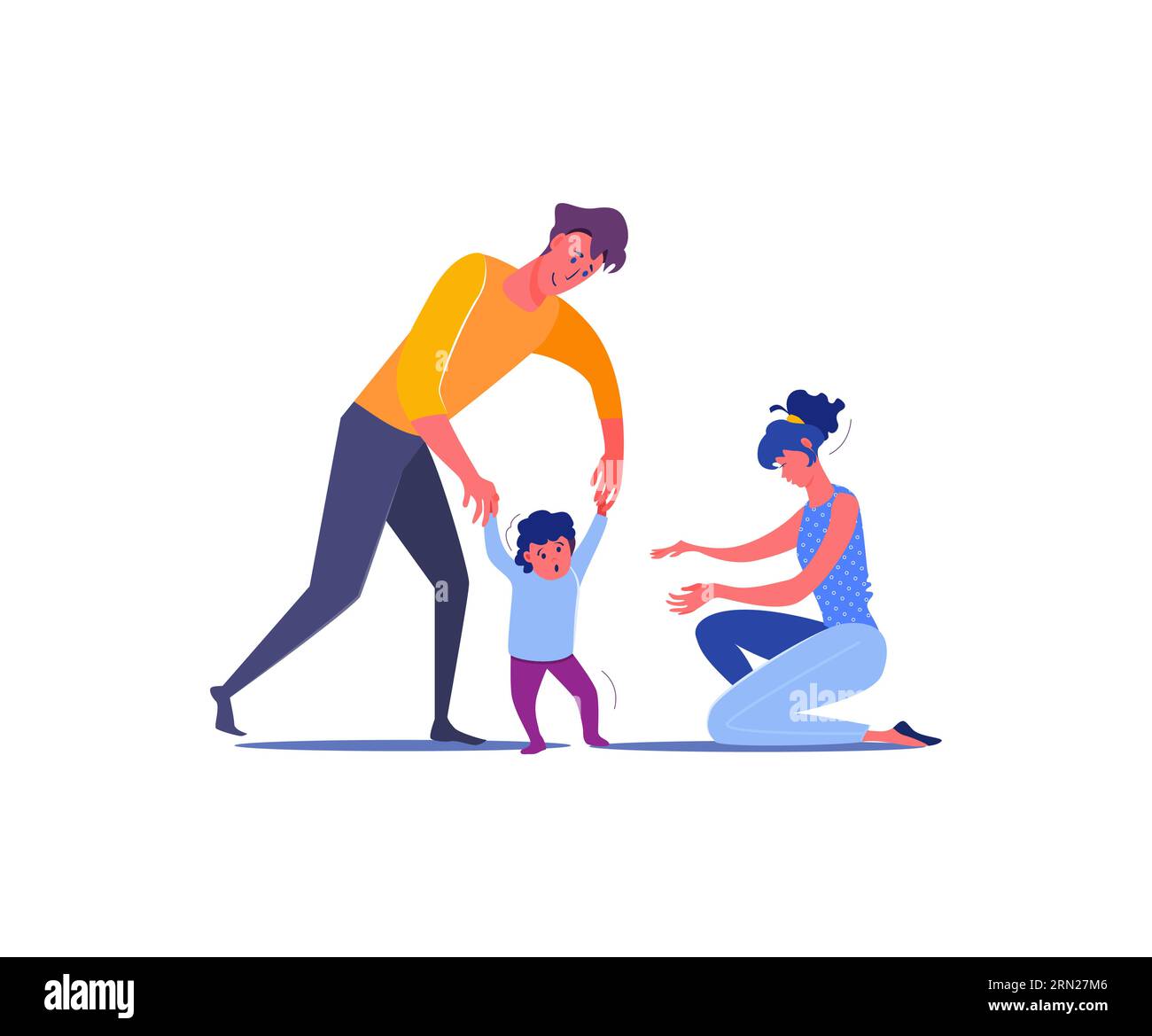 Parents teaching child to walk Stock Vector Image & Art - Alamy