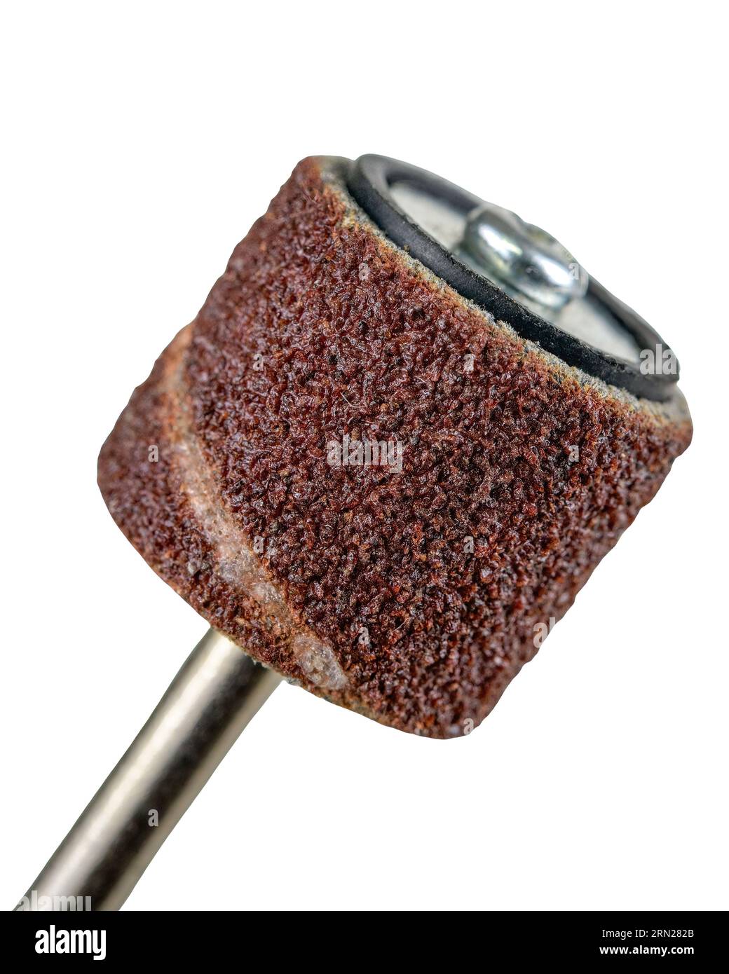 Tilt of a sandpaper circular tool isolated in white background Stock ...