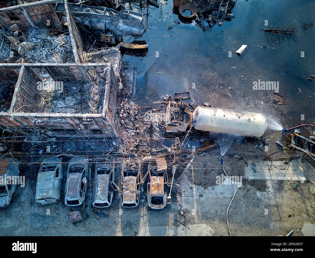 The ruins left from the Crevedia explosion (Romania Stock Photo - Alamy