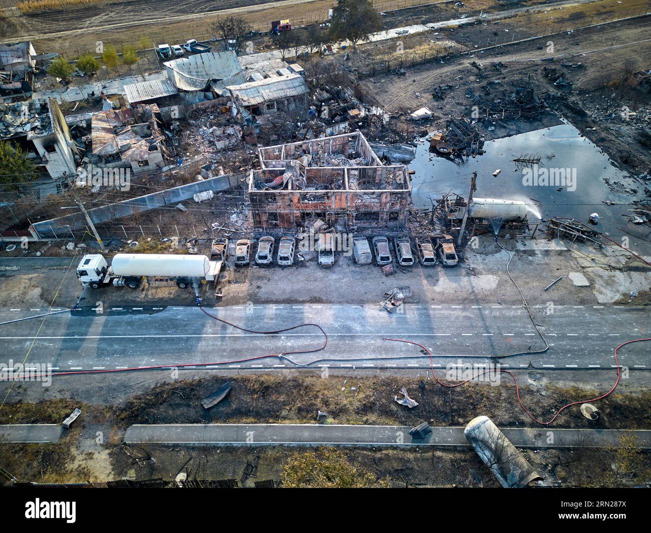 The ruins left from the Crevedia explosion (Romania Stock Photo - Alamy