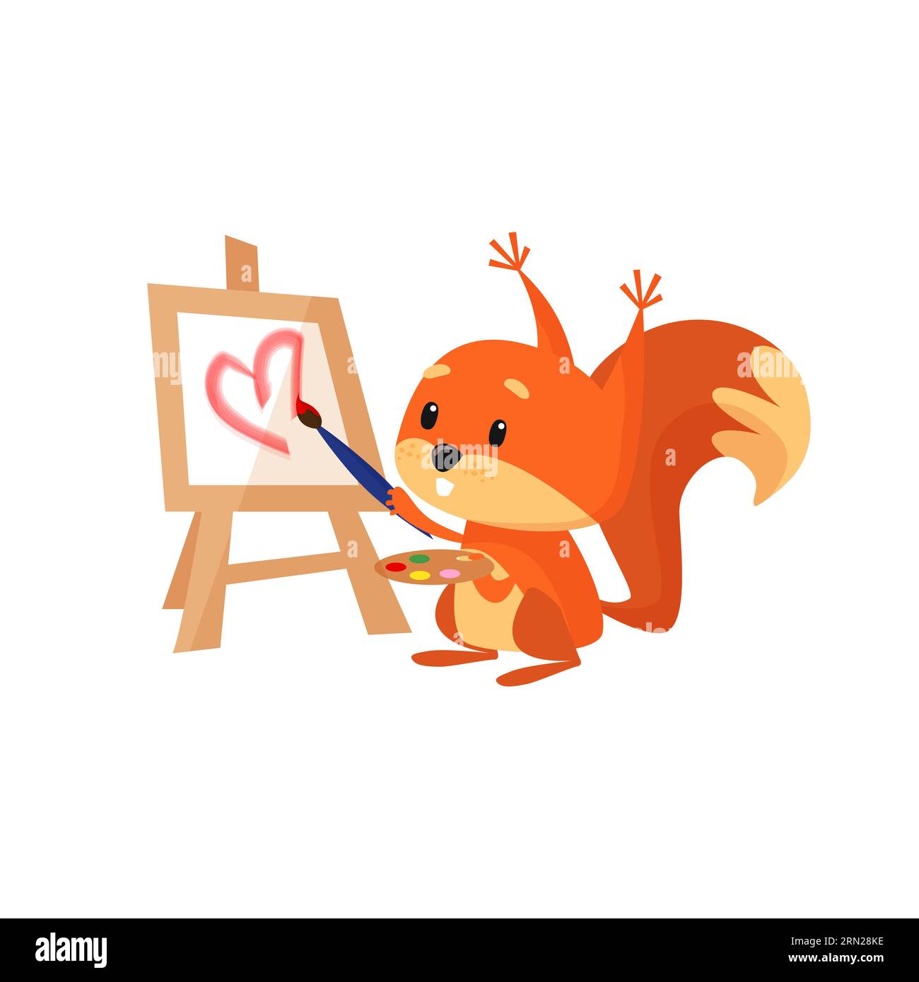 Cute squirrel painting pink heart Stock Vector Image & Art - Alamy