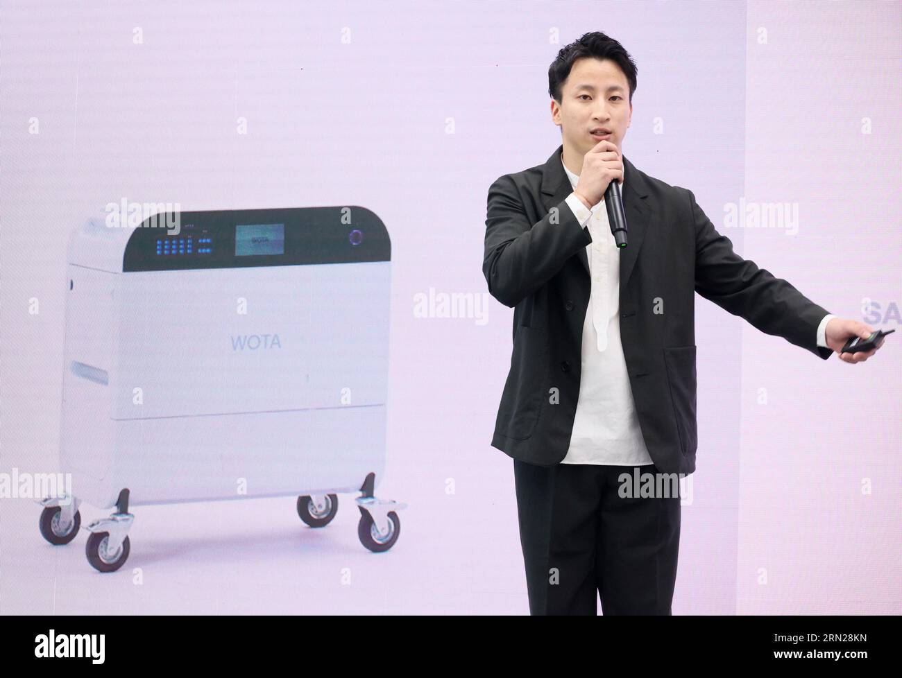 Tokyo, Japan. 31st Aug, 2023. Japan's water processing venture Wota president Yosuke Maeda ...