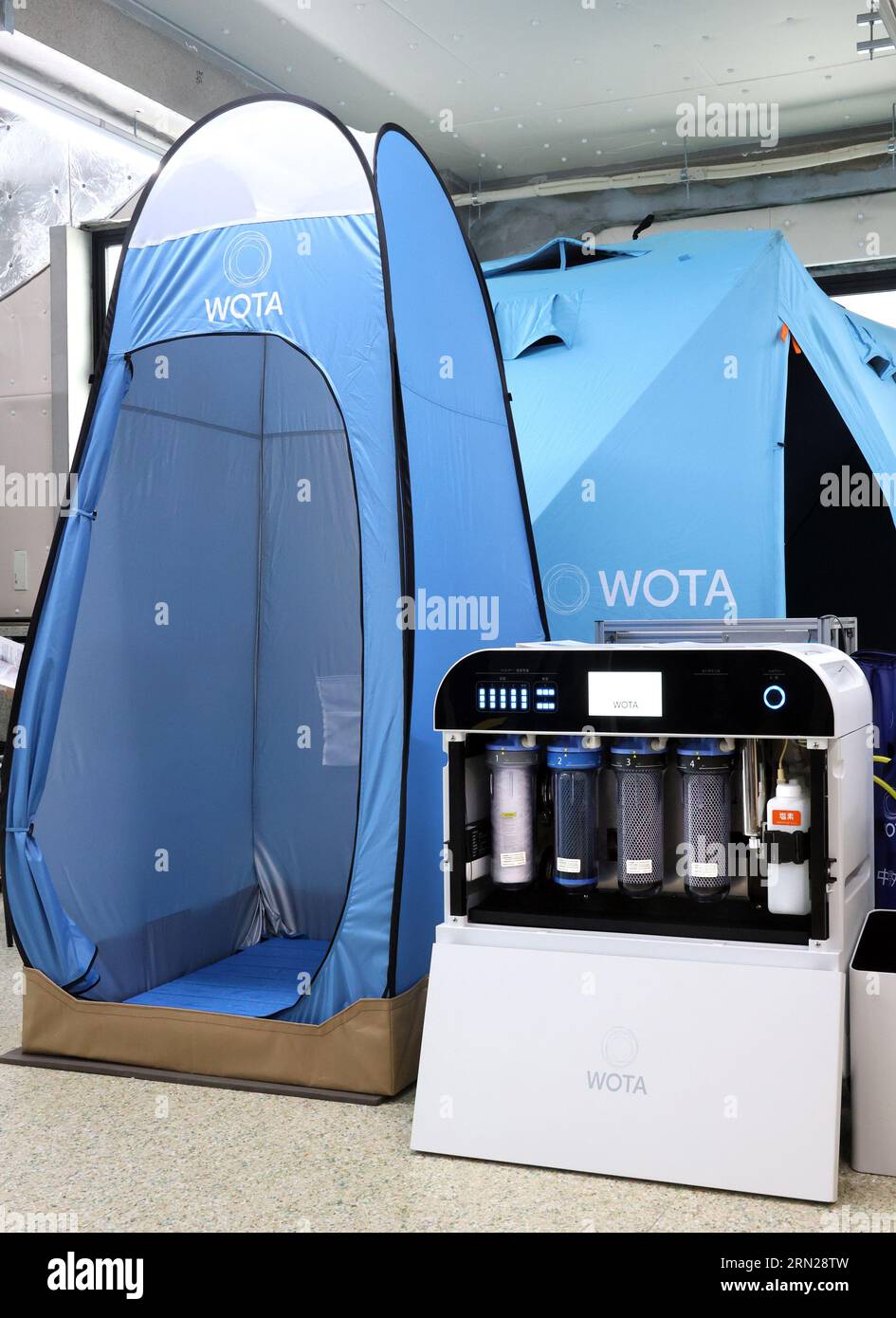 Tokyo, Japan. 31st Aug, 2023. Japan's water processing venture Wota displays the company's water ...