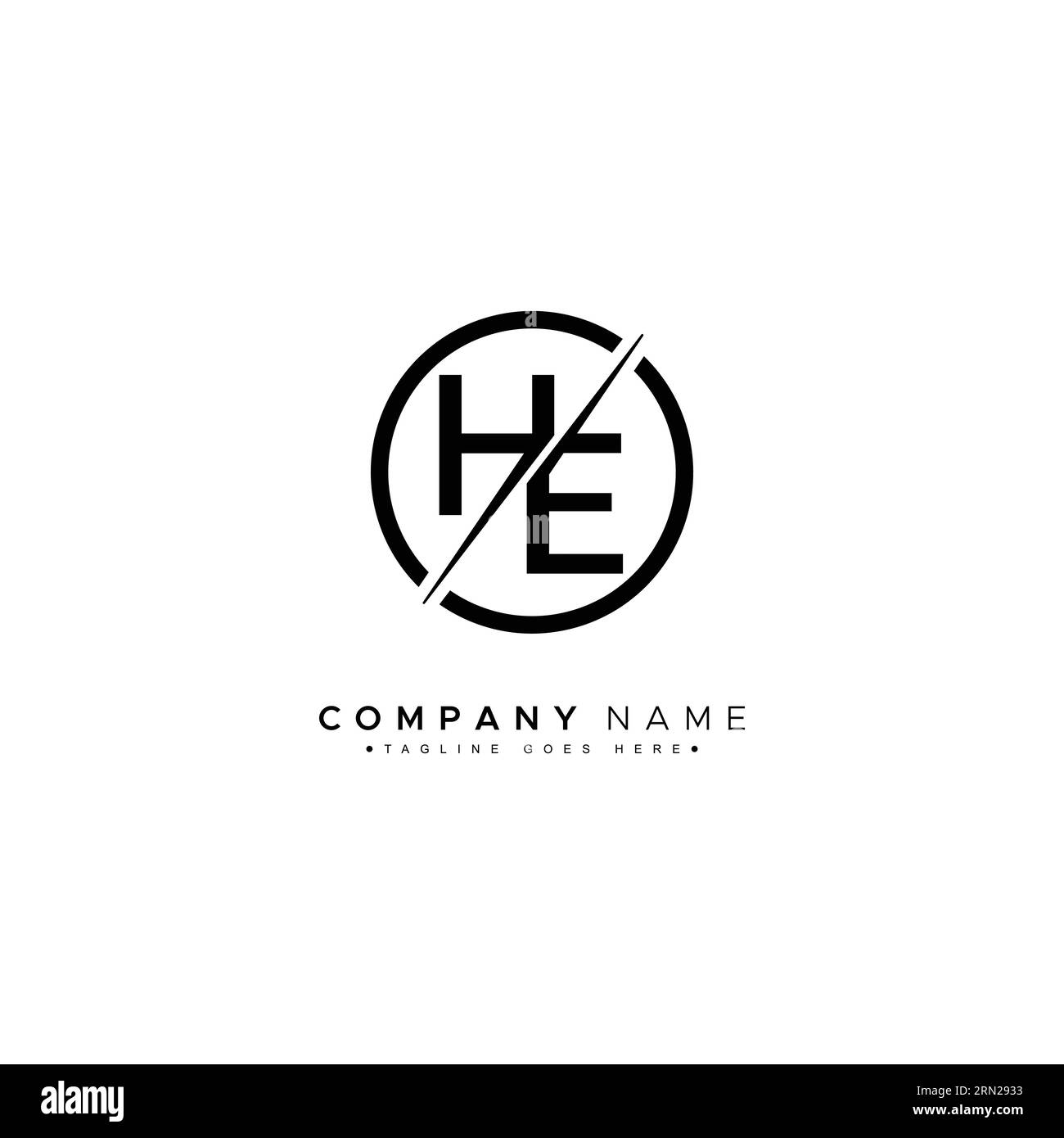 Creative Logo for Initials HE in Monogram Style - Vector Template for ...