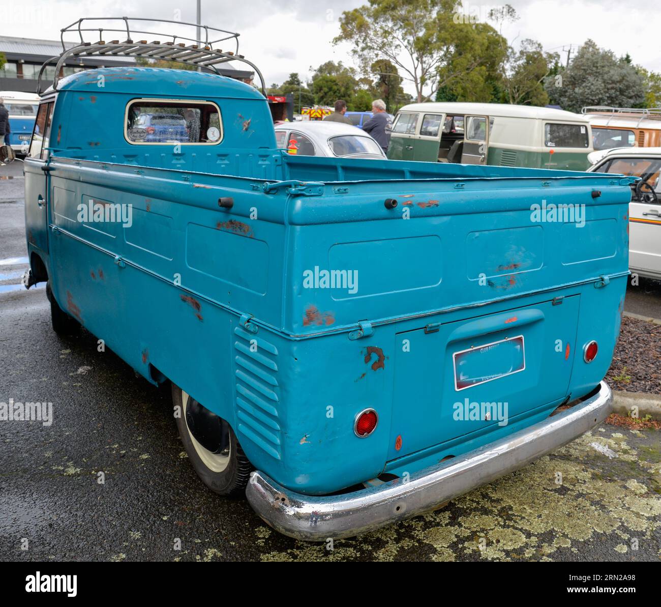 Volkswagen VW Kombi Transporter Single Cab Utility Work Tray Blue Vintage Retro Show Shine Day ...