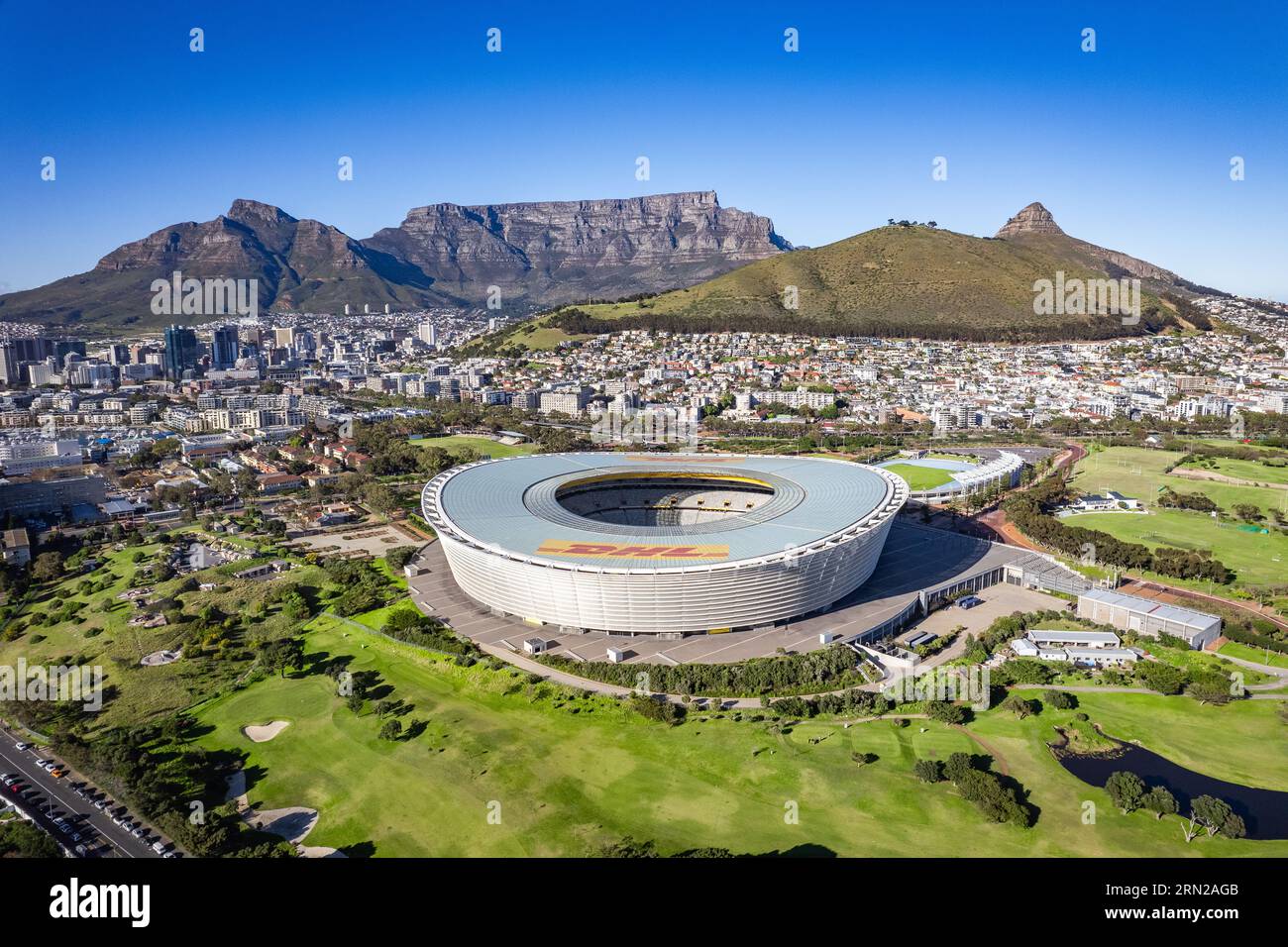 Aerial view of Cape Town Stadium, Kaapstad-stadion, Green Point, in ...