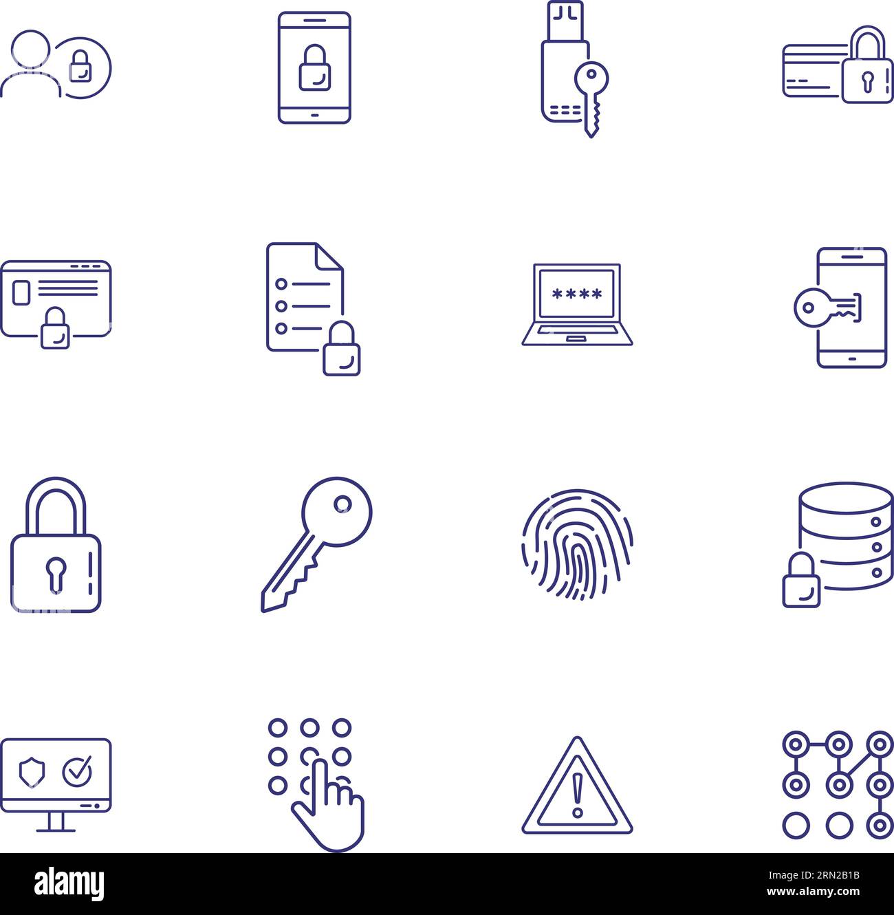 Data safety line icon set. Admin, computer Stock Vector Image & Art - Alamy