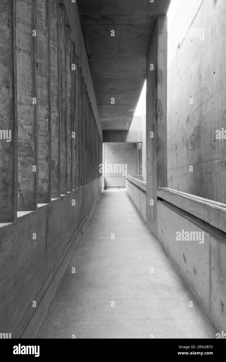concrete building corridor in black and white photo Stock Photo - Alamy
