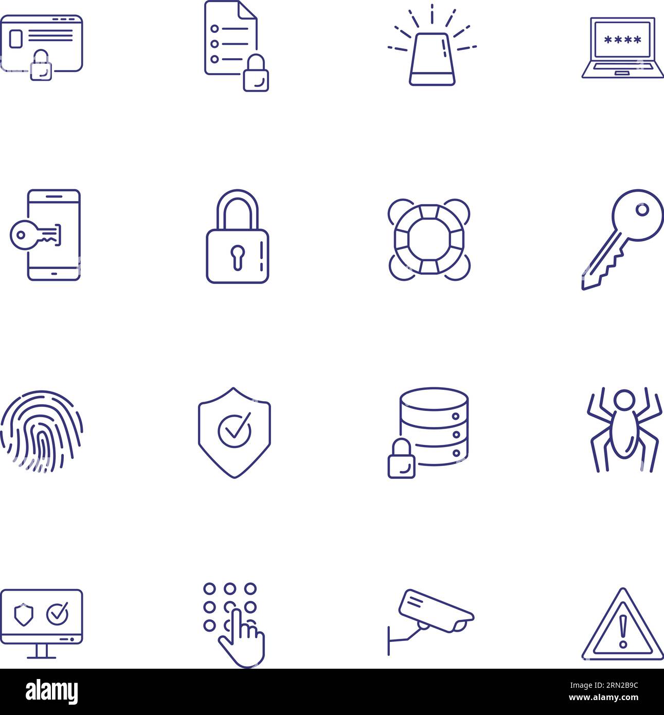 Safety system line icon set. Computer, data storage Stock Vector Image & Art - Alamy