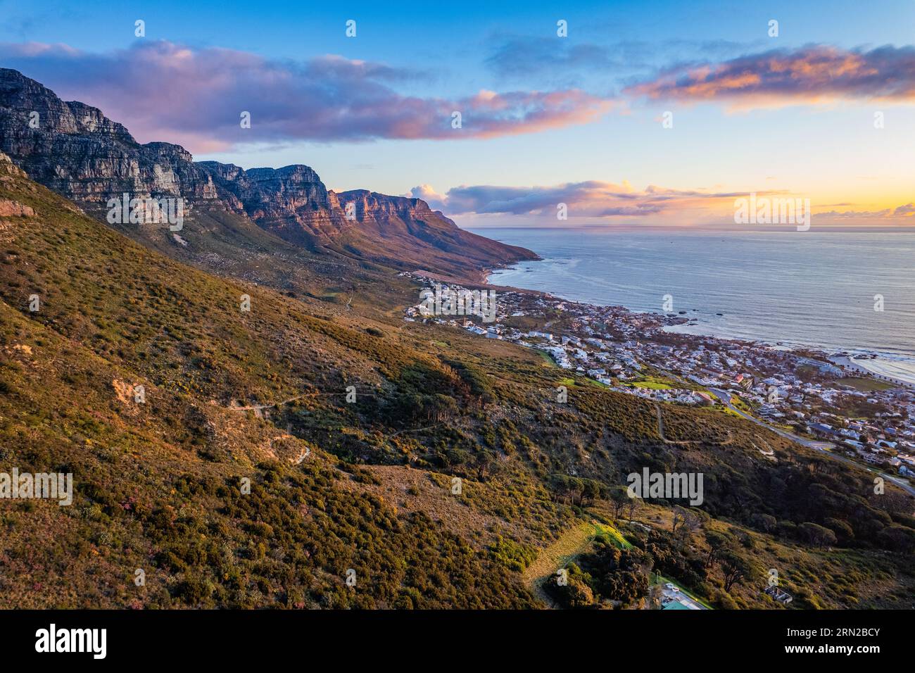 View of Camps bay from Kloof Corner hike at sunset in Cape Town ...
