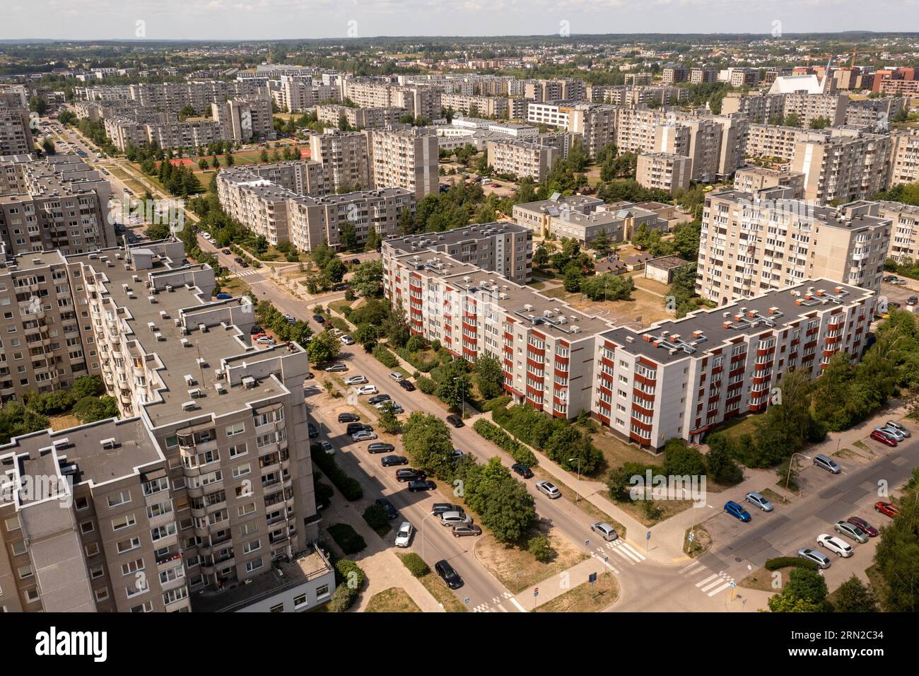 Drone photography of apartment flat complex in a city near a park ...