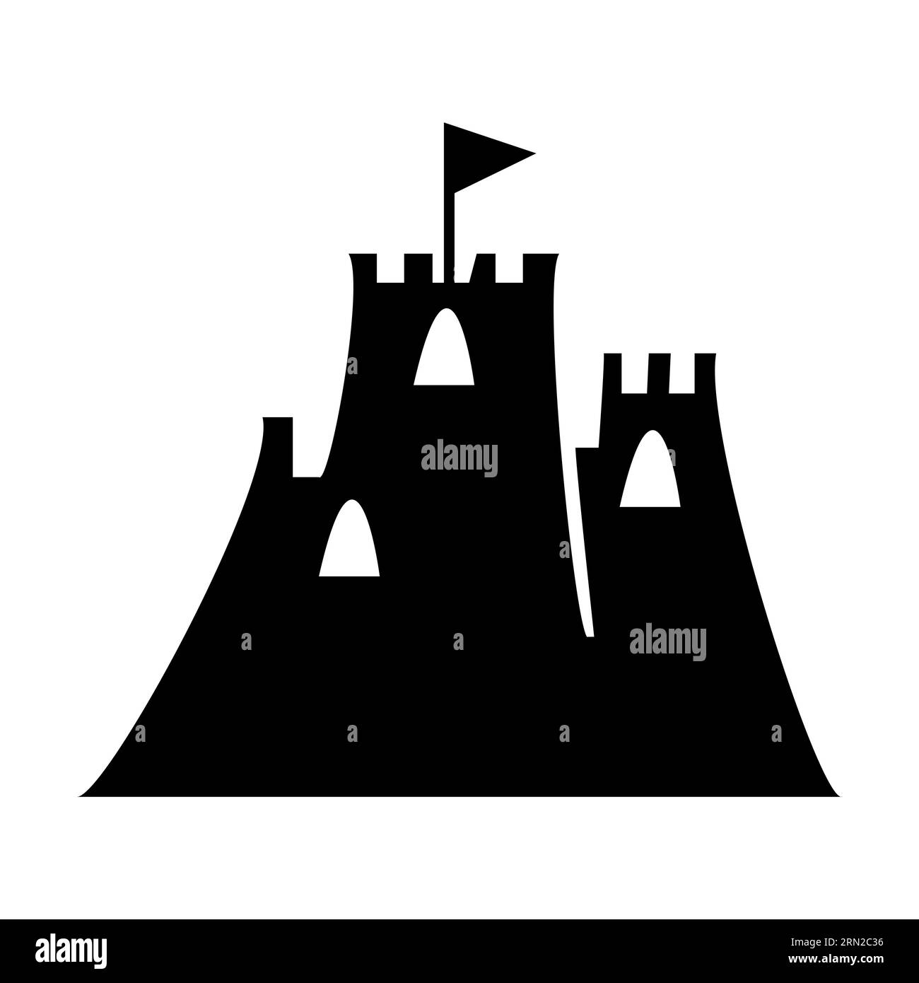 Black silhouette of sand castle isolated on white Stock Vector Image ...