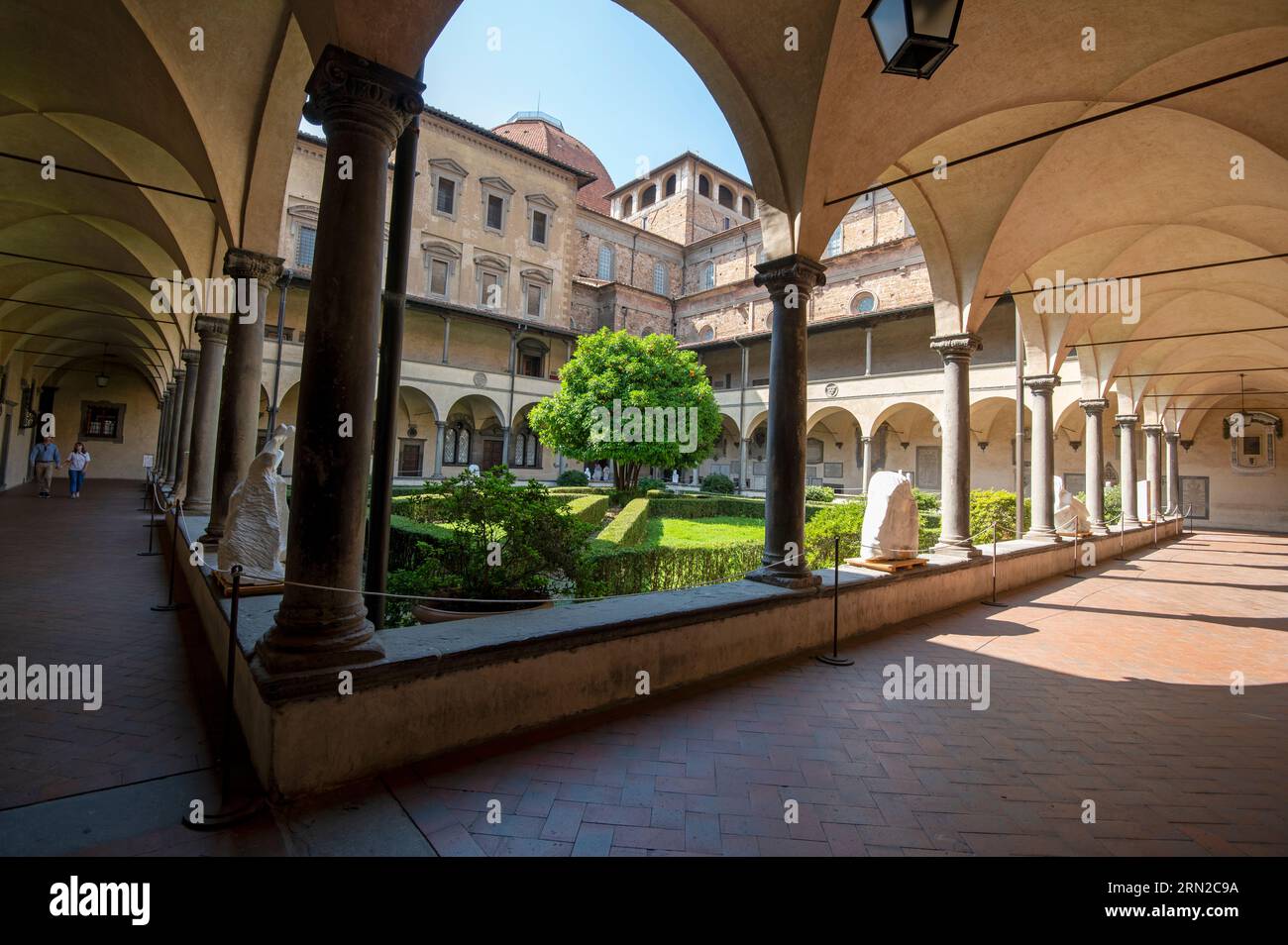 The surrounding cloisters in a square courtyard next to the Renaissance ...