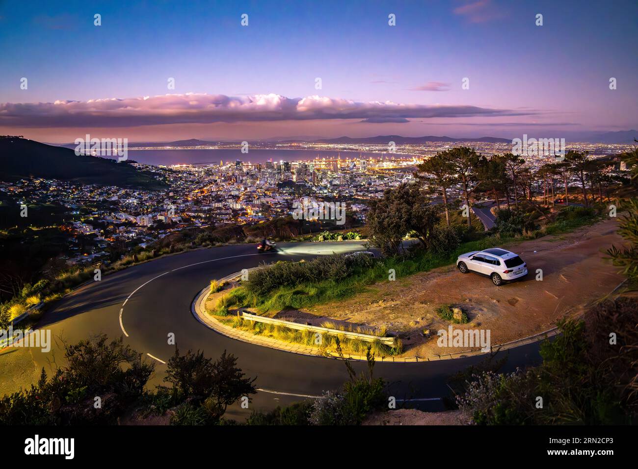 View of Cape Town from Kloof Corner hike at sunset in Cape Town ...
