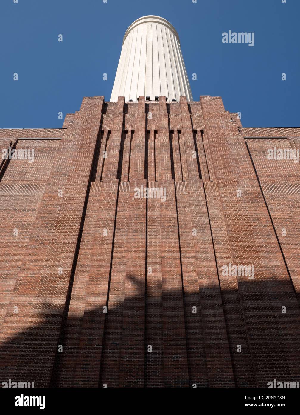 Chimney at Battersea Power Station, London. Newly renovated interwar ...