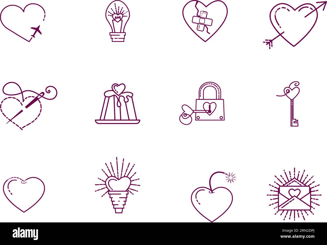 Set of romantic doddles Stock Vector Image & Art - Alamy