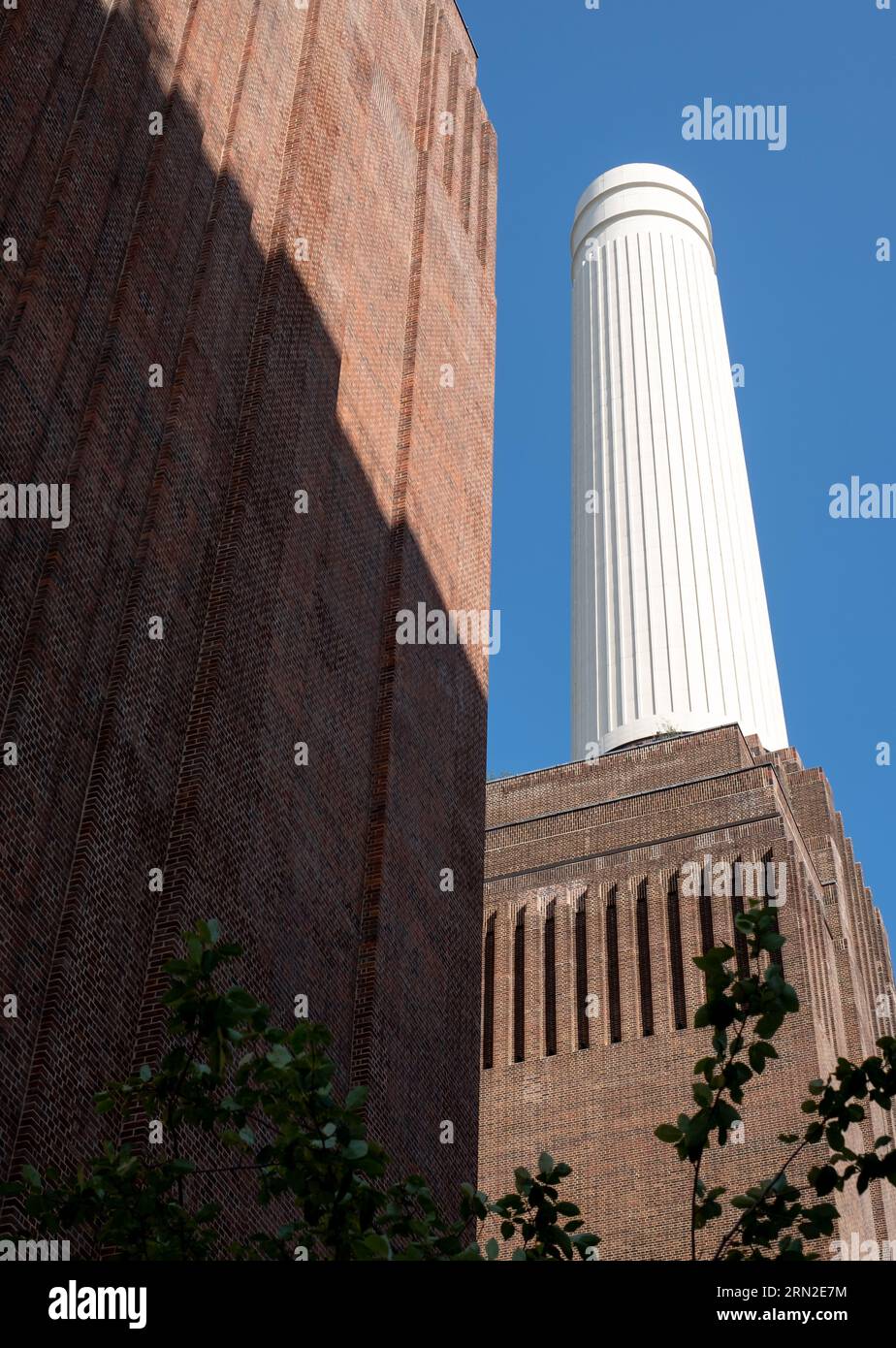 Chimney at Battersea Power Station, London. Newly renovated interwar ...