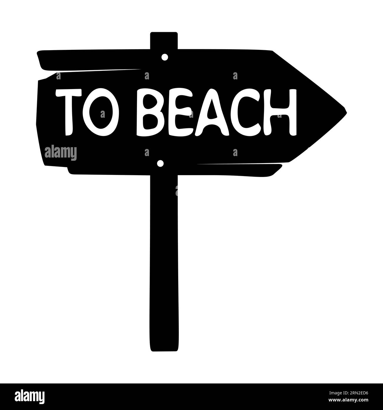 Black silhouette of wooden sign pointing direction to beach Stock ...