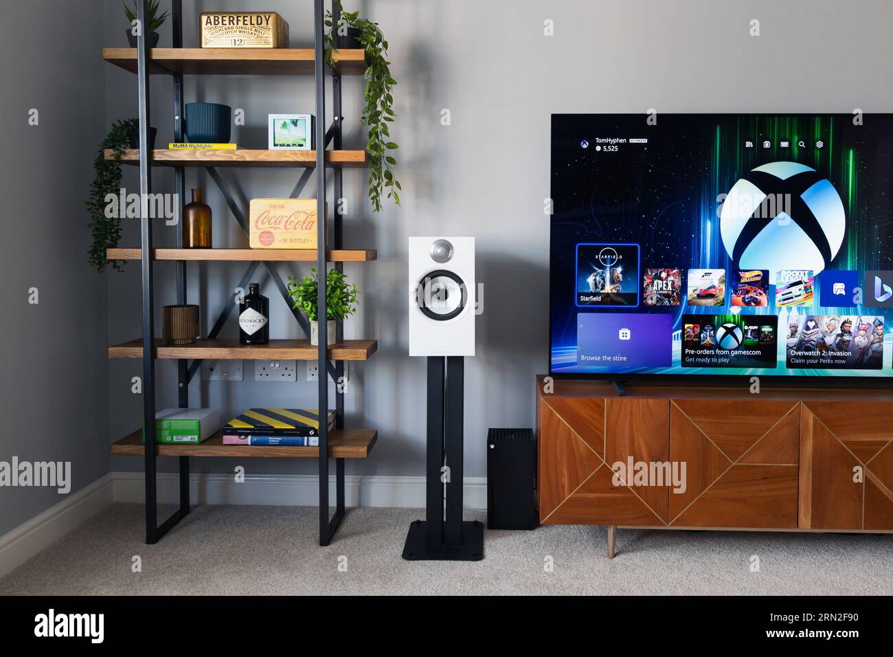 LONDON - AUGUST 24, 2023: Starfield Xbox game on 4K OLED TV television ...