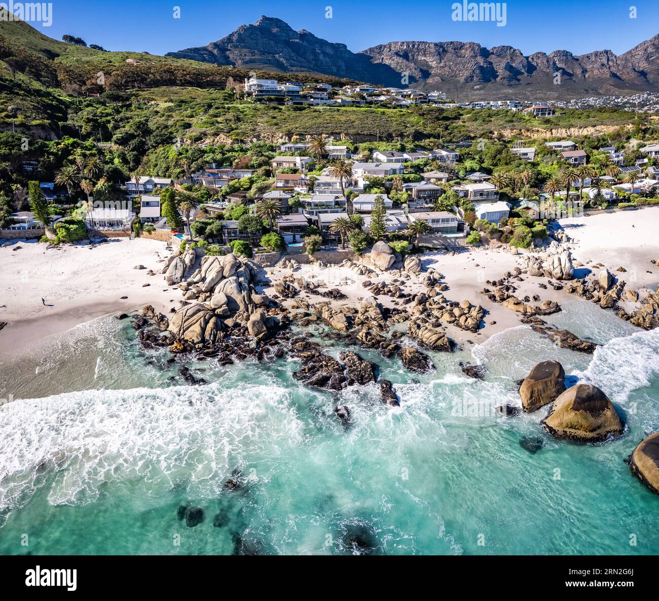 Aerial view of Clifton beach in Cape Town, Western Cape, South Africa ...