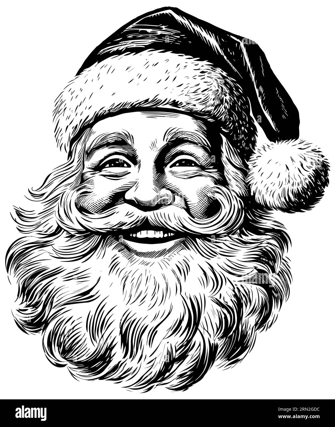 Santa Illustration Black And White