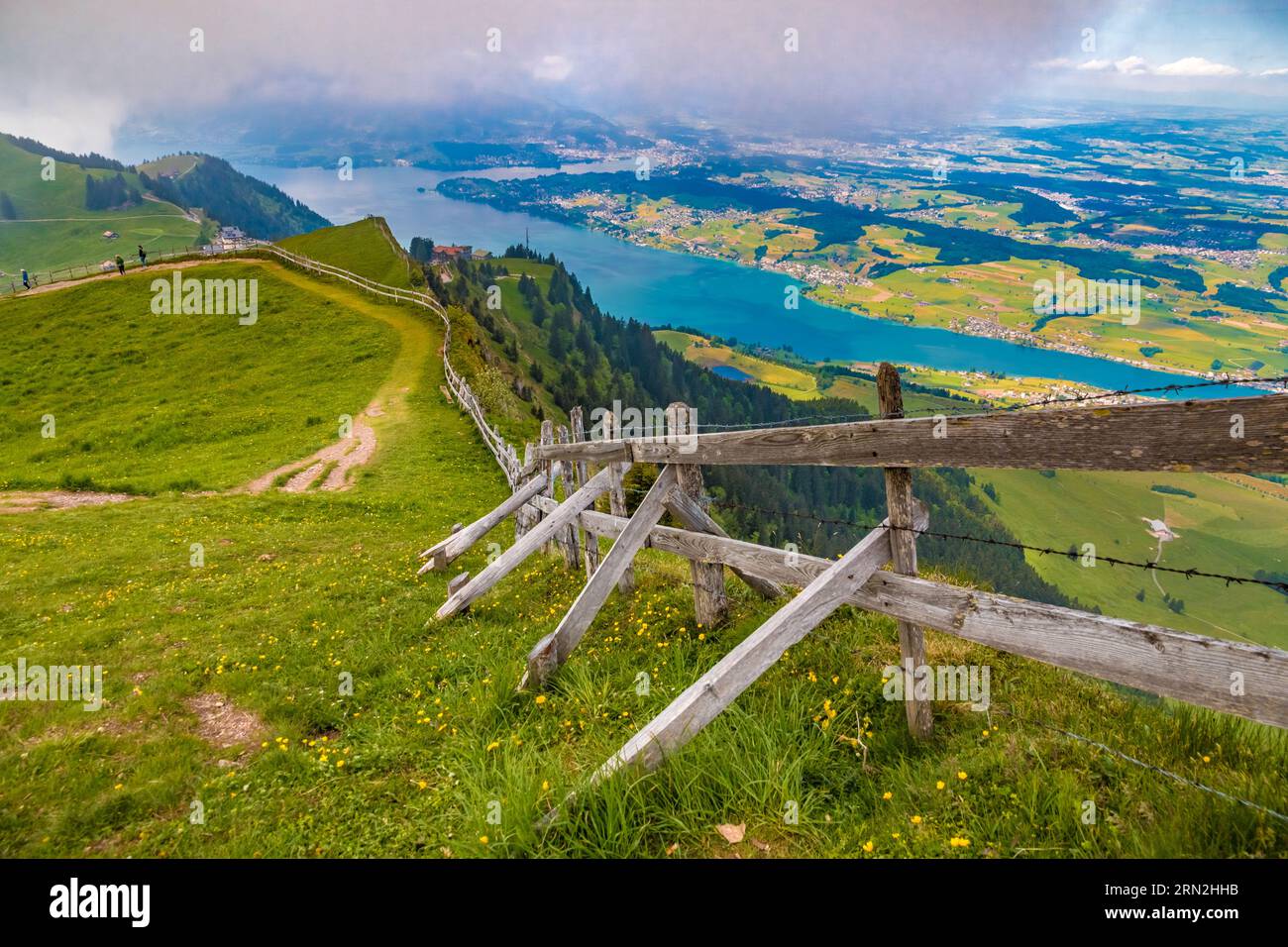 Beautiful landscape view of the hiking trail Kulmweg along a wooden ...
