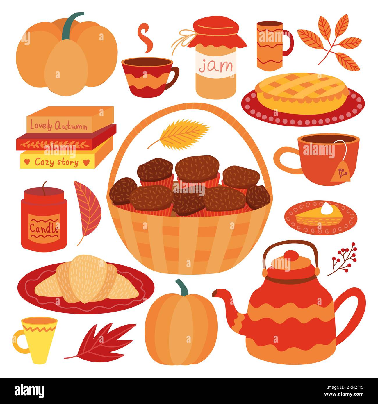 Cup autumn tea book Stock Vector Images - Alamy