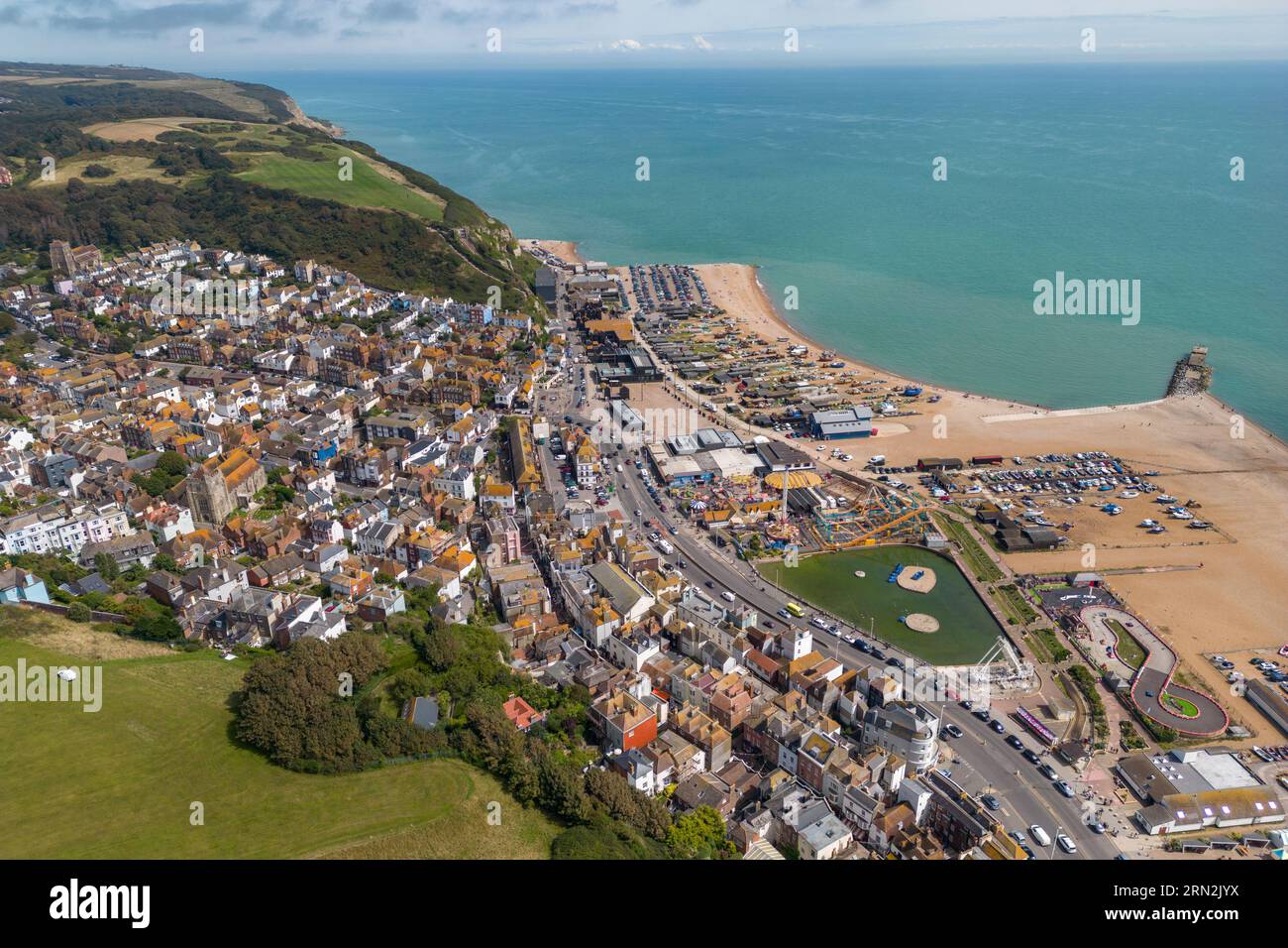 Aerial view of Stade beach at Hastings, East Sussex, UK Stock Photo - Alamy
