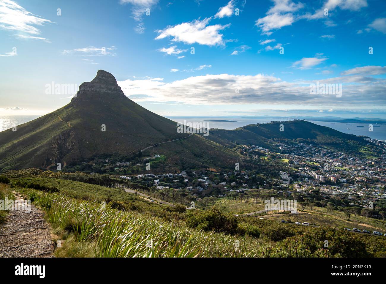 View of Lion's head from Kloof Corner hike at sunset in Cape Town ...
