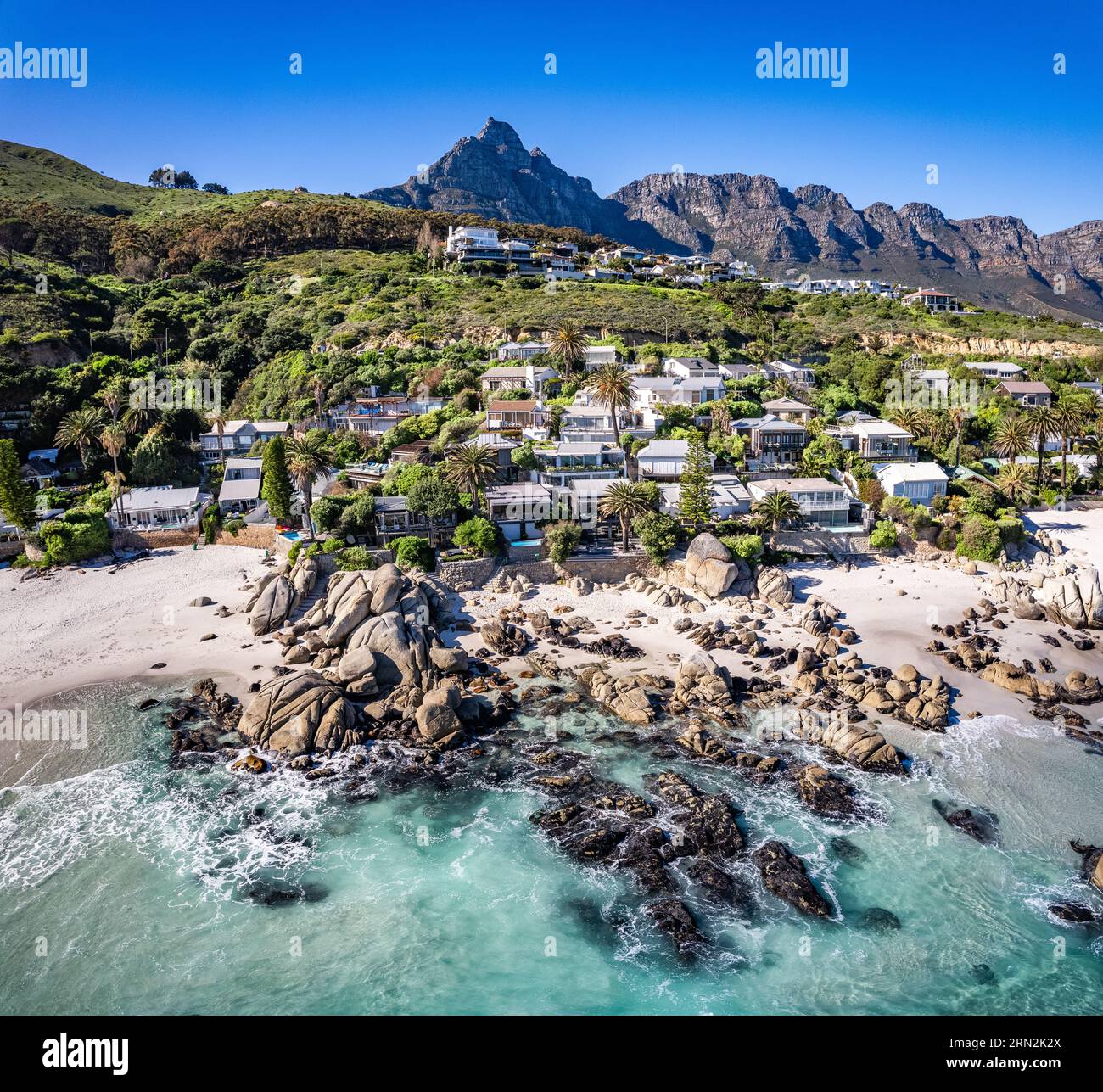 Aerial view of Clifton beach in Cape Town, Western Cape, South Africa ...