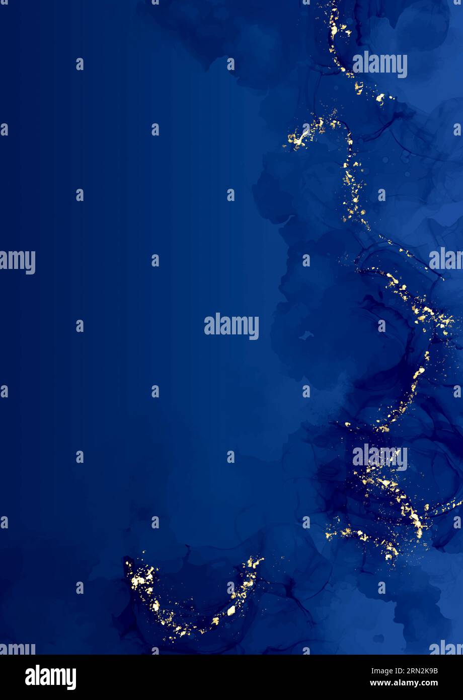 Dark blue hand painted alcohol ink background with gold glitter ...