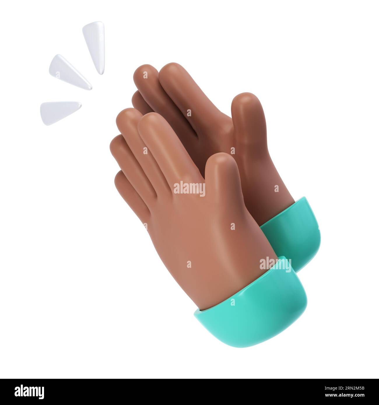 3D Clapping Hand applauding dark skin icon isolated with clipping path ...