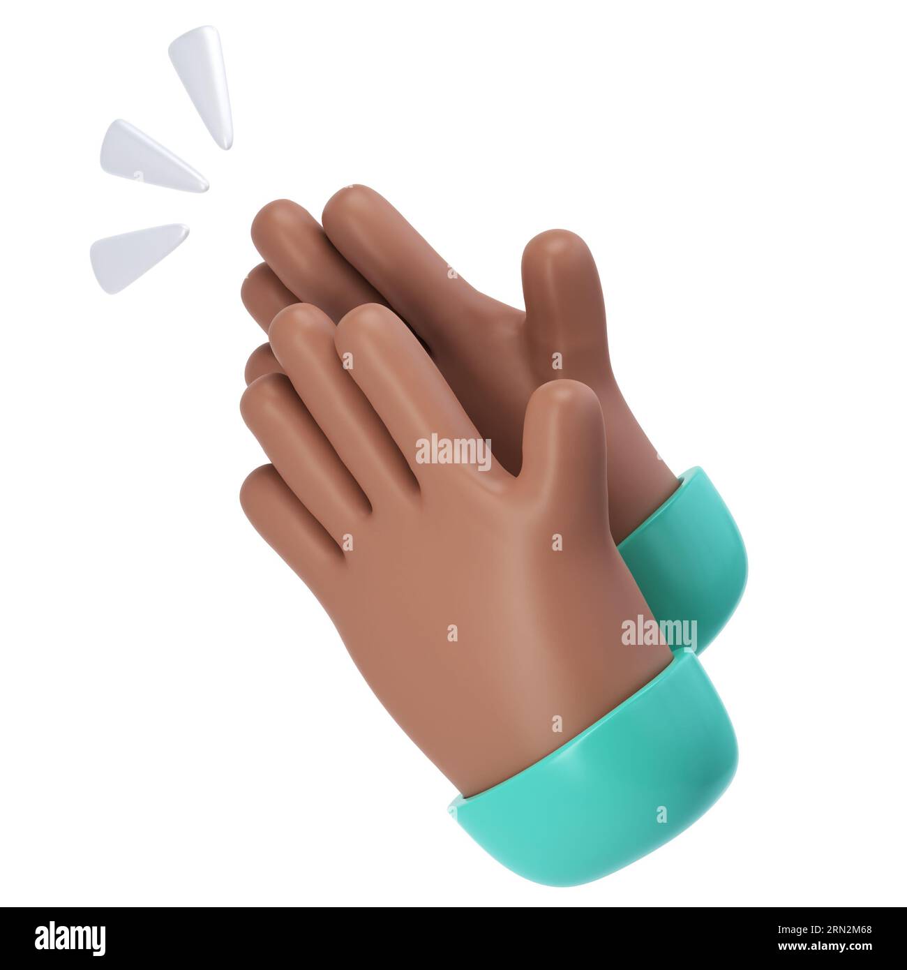 3D Clapping Hand applauding dark skin icon isolated with clipping path ...