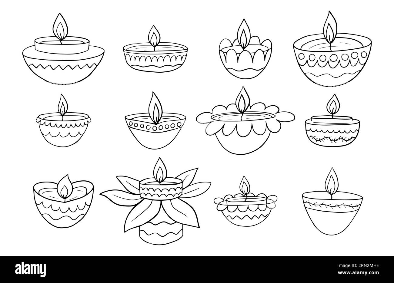 Diwali deepak different sketch set Stock Vector Image & Art - Alamy