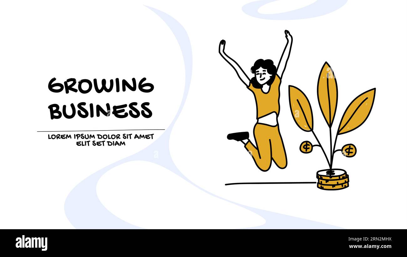 Concept of a successful female entrepreneur and a growing small ...