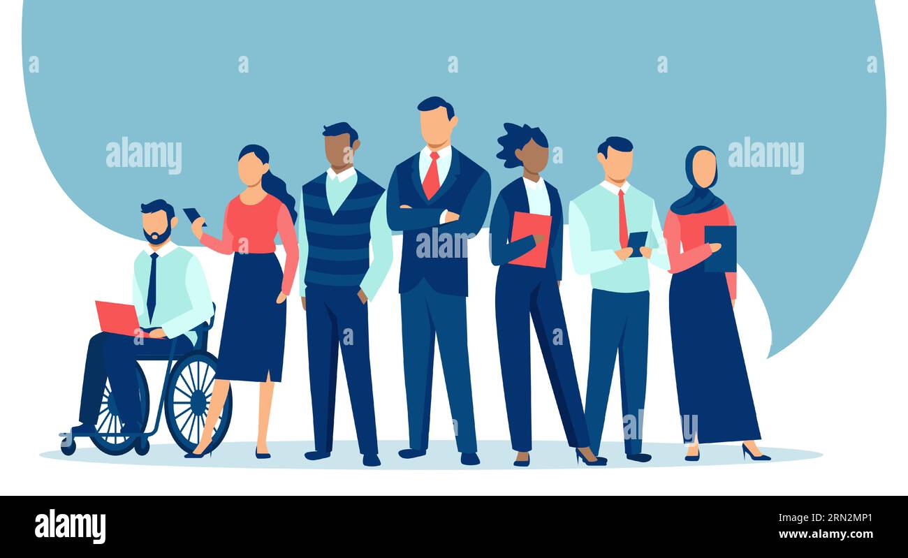 Vector of a multinational inclusive group of confident business people ...