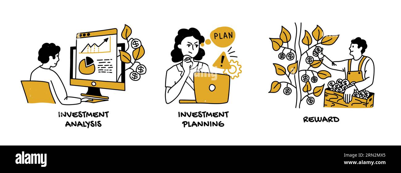 Investment analysis, planning, risk management and reward concept Stock ...