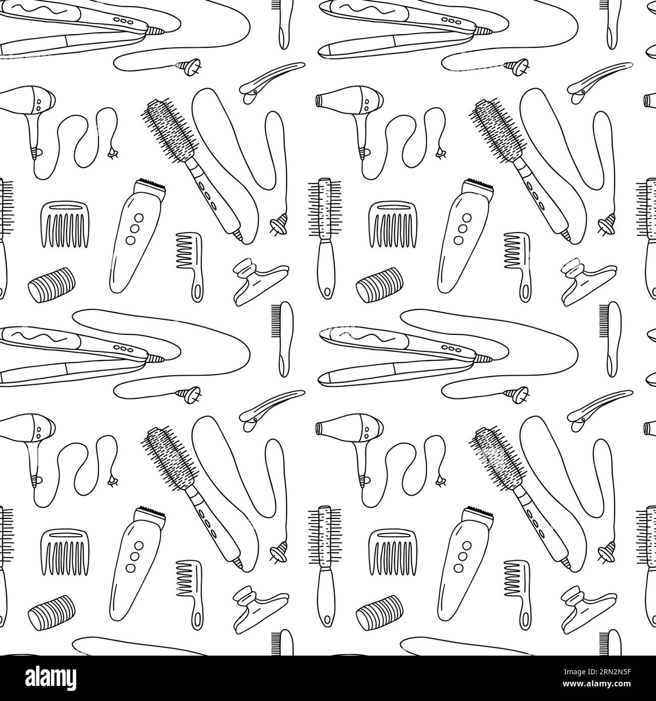 Doodle hair salon seamless pattern Stock Vector Image & Art - Alamy