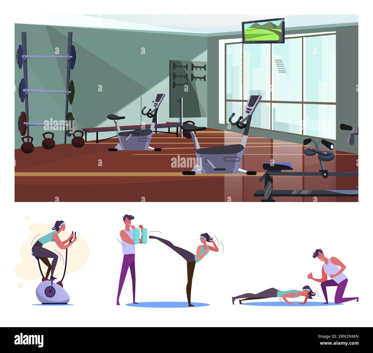 Gym flat vector illustration set Stock Vector Image & Art - Alamy